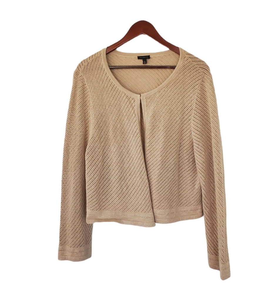 Talbots Metallic Gold One Latch Cardigan Sweater Wome… - Gem